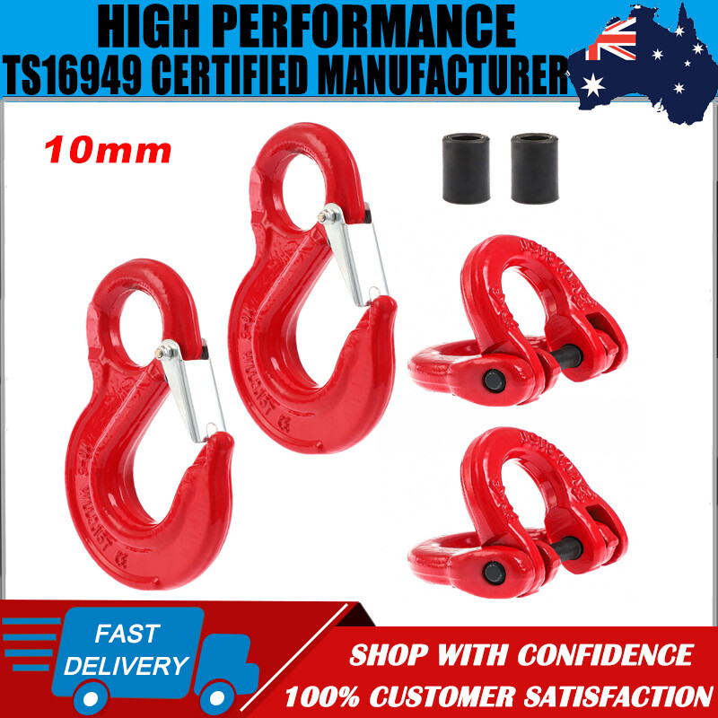 2Pcs 6mm/8/10mm Hammerlock Eye Sling Hook Safety Chain Caravan Trailer ...
