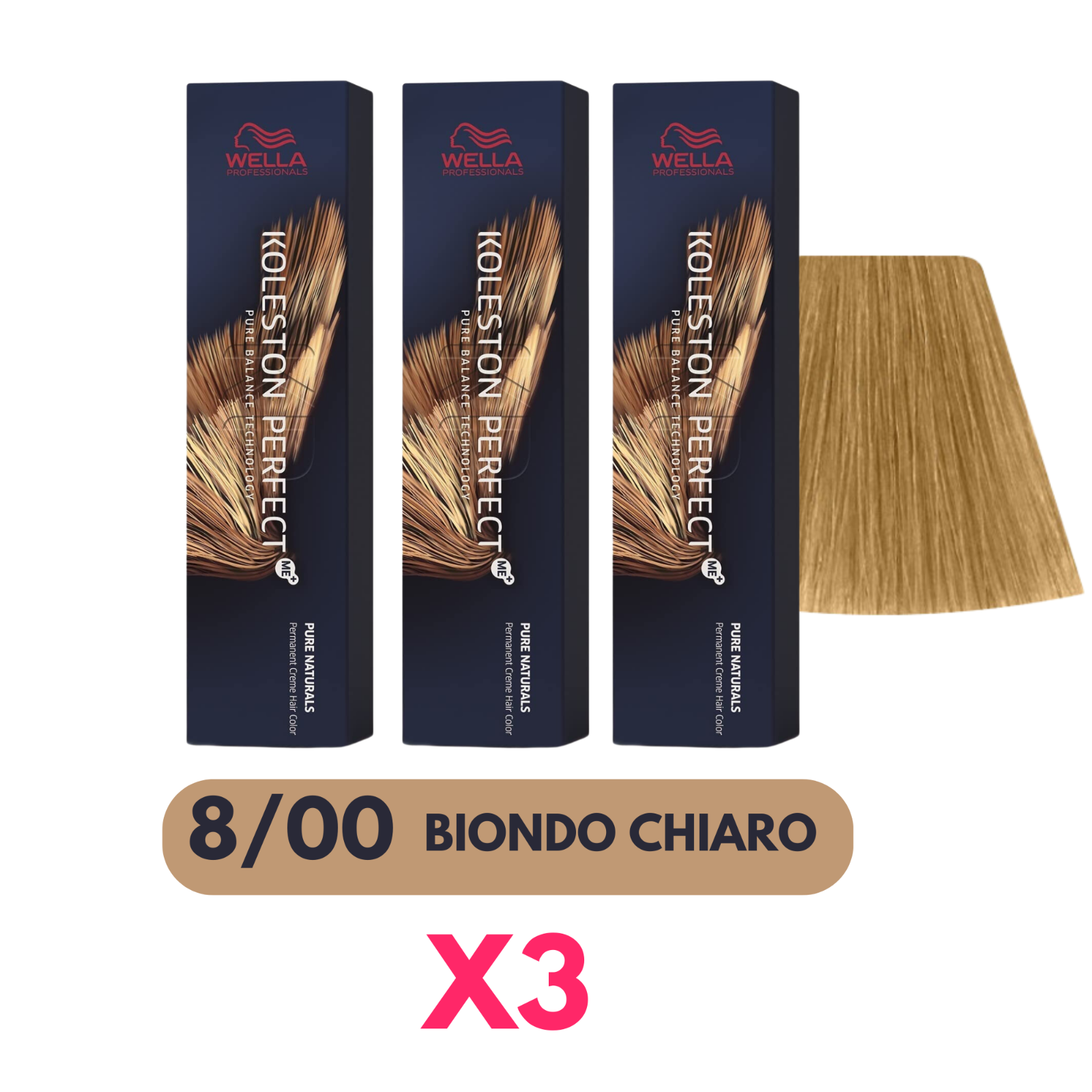 X3 Wella Koleston 8/00 Blonde Light Perfect Color Natural Cream Hair ...