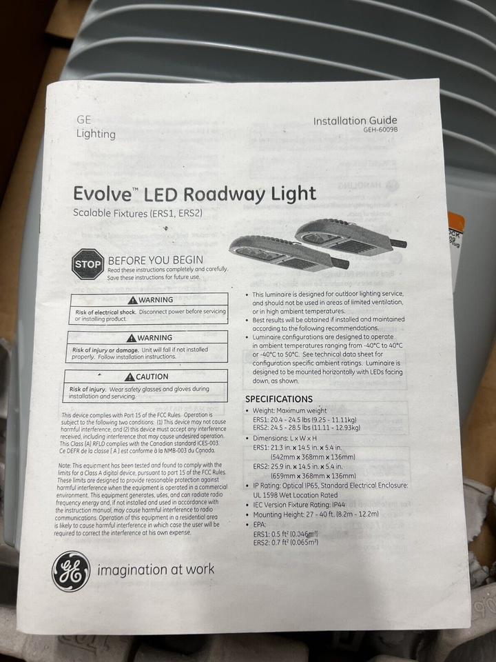 GE EVOLVE ERS2518E1X40DGRAYF LED Roadway Light, 4000K,18K Lm, 480VAC | eBay