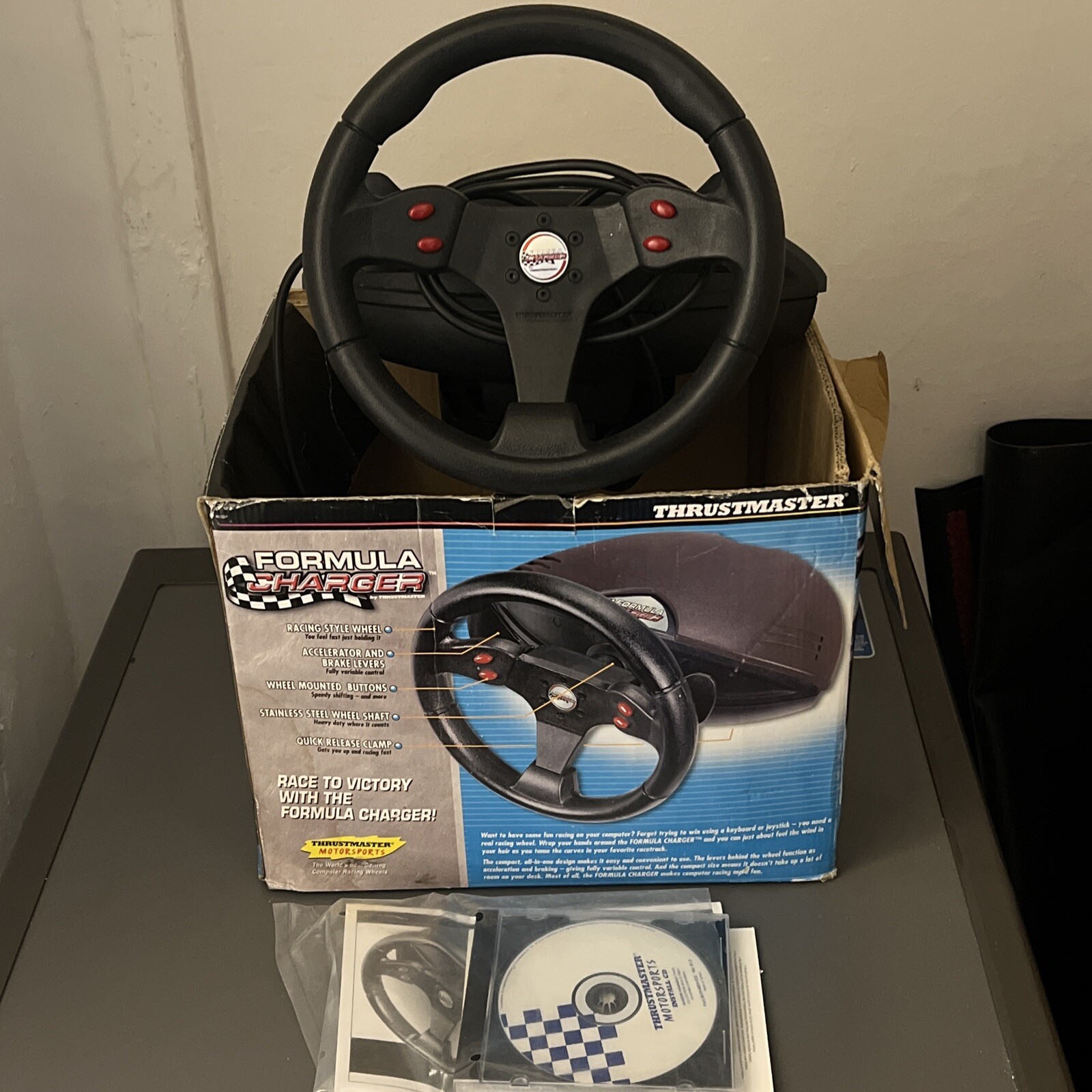 Vintage 1998 TM Thrustmaster Formula Charger Steering Wheel boxed | eBay UK