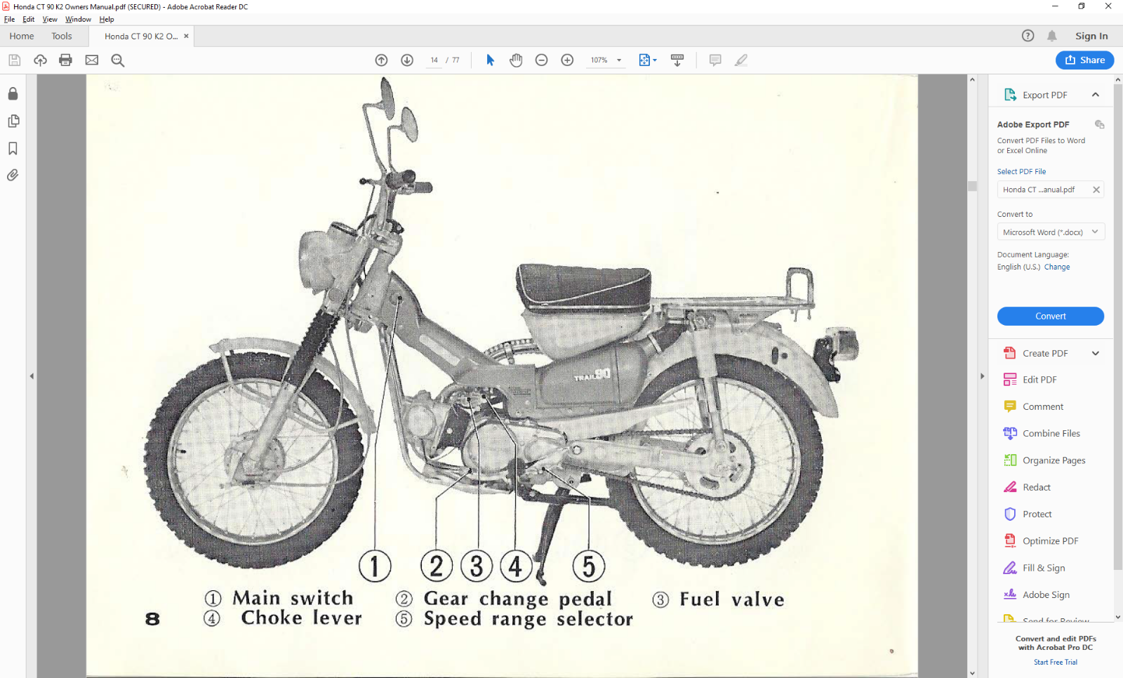 Honda 1970 CT90 K2 Owners Manual PDF Trail 90 Owner's Maintenance Trail ...