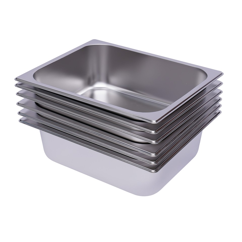 6 Pack 4" Deep 1/2 Size Stainless Steel Steam Table Pans Hotel Food ...