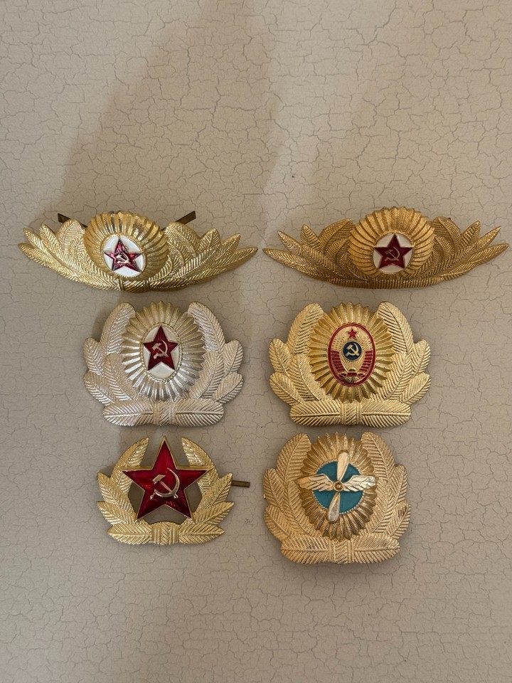 Collection of USSR Russian Soviet Union Metal Cap Badges- Six In Total ...