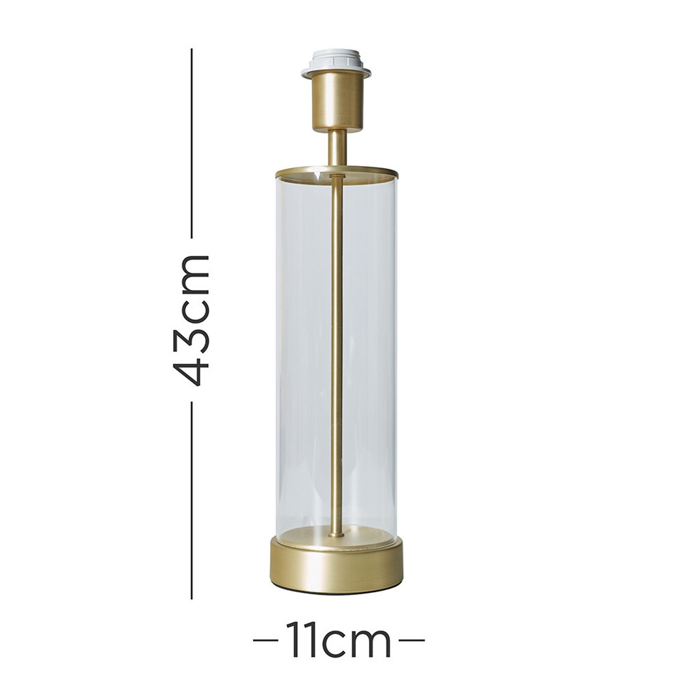 Clear Tube Table Lamp Light Base Chrome / Gold Living Room Bedroom Home ...