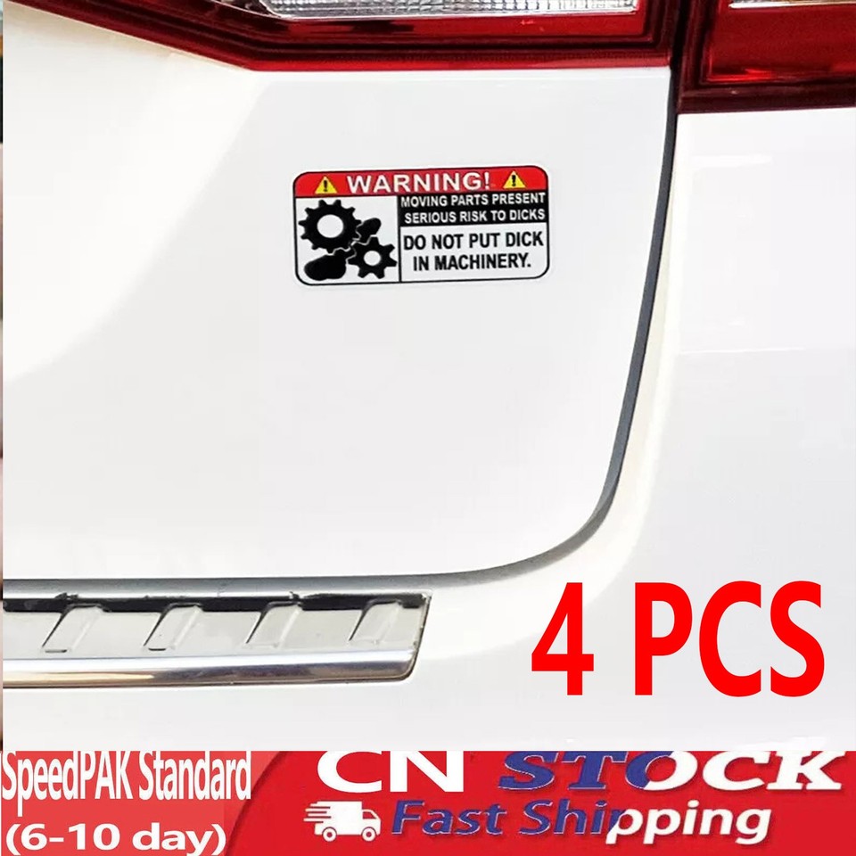 4X Funny Warning Reflective Car Sticker DO NOT PUT DICK IN MACHINERY 11 ...