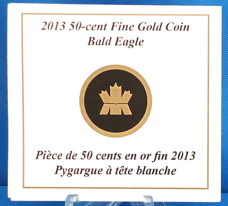 2013 Bald Eagle 99.99% Pure Gold 50-cent Proof Coin, 1/25 Troy oz, Un ...