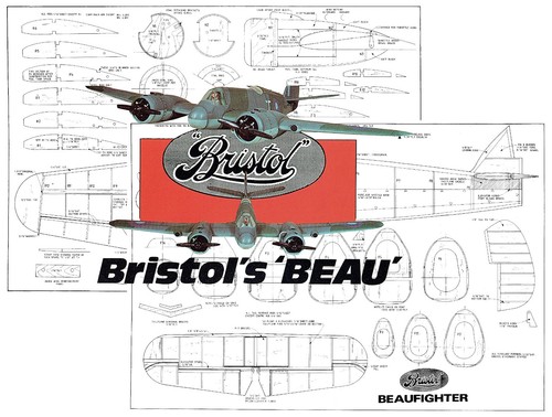 RCSA Model Airplane Plans (RC): Bristol Beaufighter Scale 48" for Twin ...