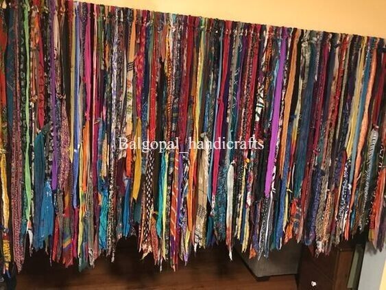 50 Strands, Bohemian gypsy rag Window Bohemian Valance Indian Backdrop ...