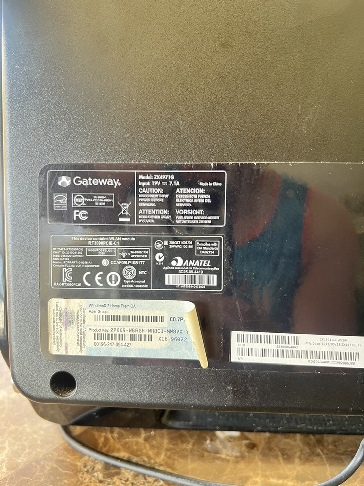 Gateway All-in -One Touchscreen ZX4971G Intel Core i3 3.3GHz 8GB Mem ...