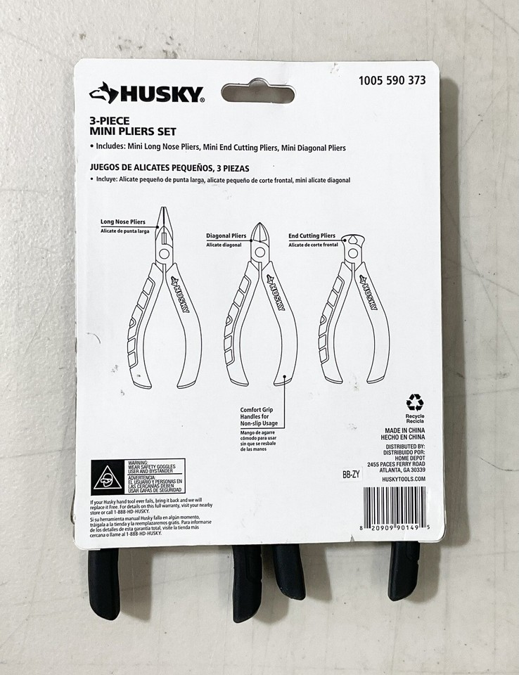 HUSKY 3-Piece Mini Pliers Set-Nose, Cutting and Diagonal. | eBay