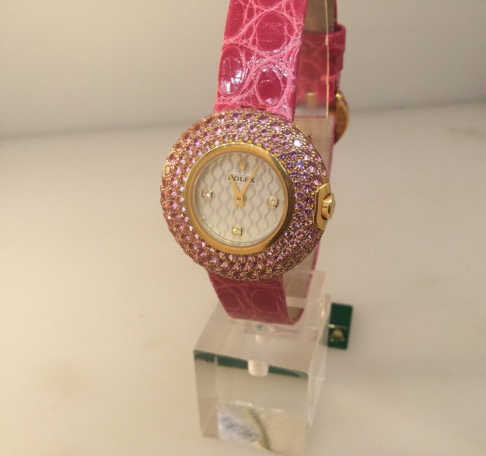 ROLEX CELLINI GOLD & PINK SAPPHIRE LADIES WATCH 6201/8!!! $30,500 ...
