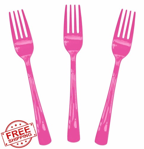 SietDESEO Hot Pink Forks 25ct Disposable Plastic Cutlery for Parties | eBay