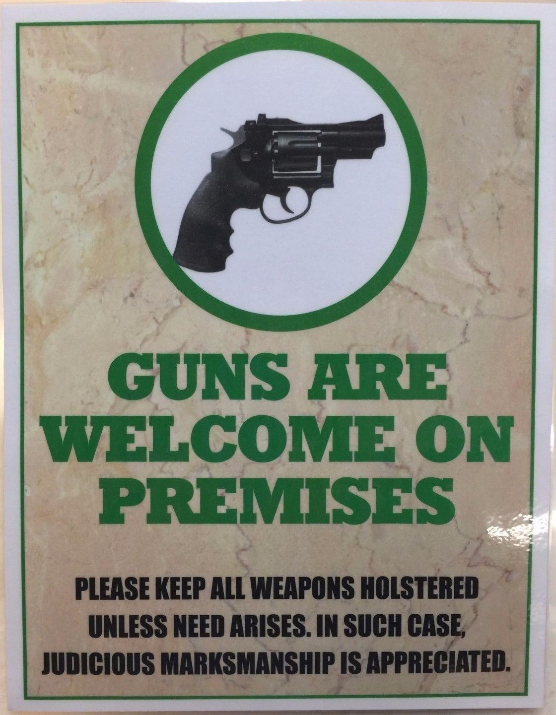 2 x GUNS ARE WELCOME ON PREMISES sign water resistant self adhesive ...
