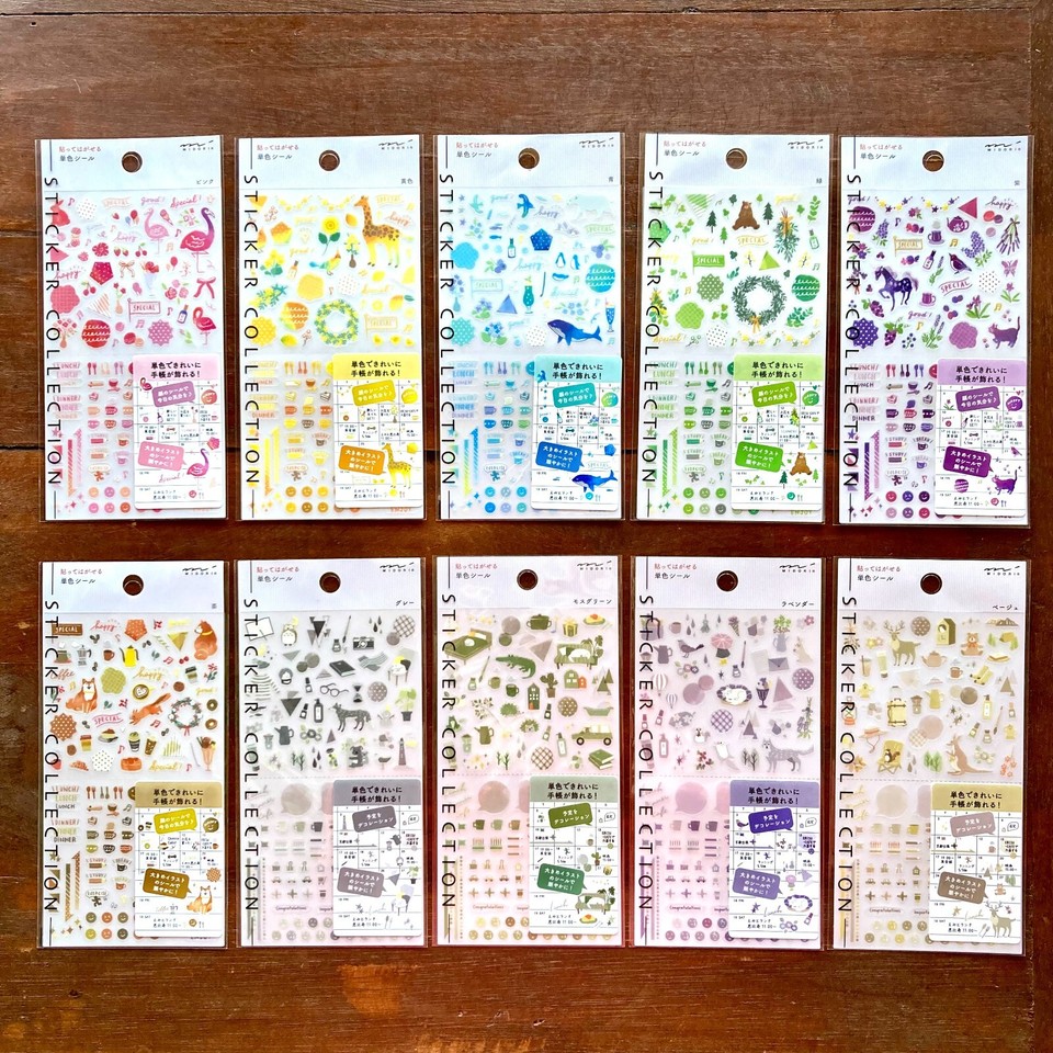 MIDORI Stickers for Notebook Color Schedule Seals 10 Type Stick and ...