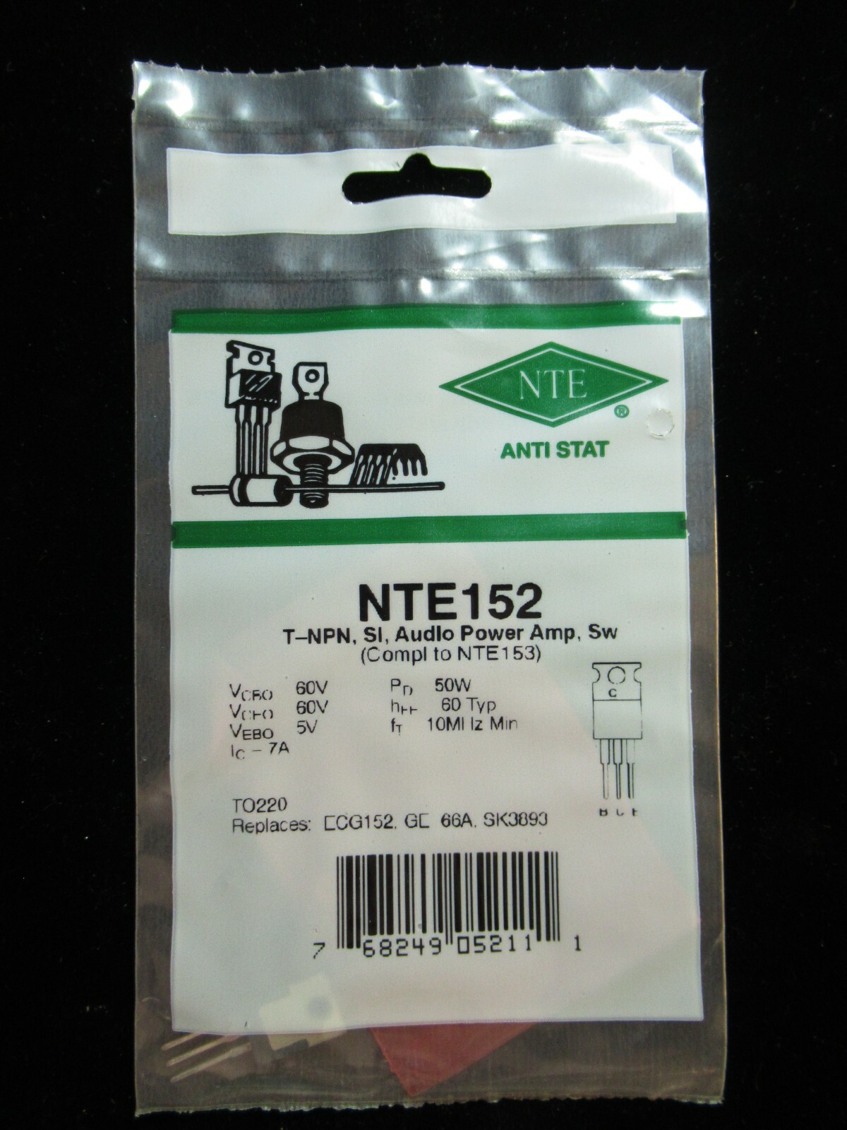 NTE 152 T-NPN, Si, Audio Power Amp Sw 1W (L BB) | eBay