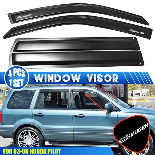 Fits 03-08 Honda Pilot Window Visors Vent Rain Guard Shade w/ White ...