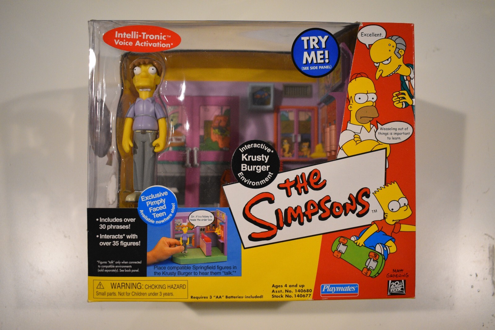 Simpsons World of Springfield Krusty Burger with Pimply Faced Teen, NIB ...