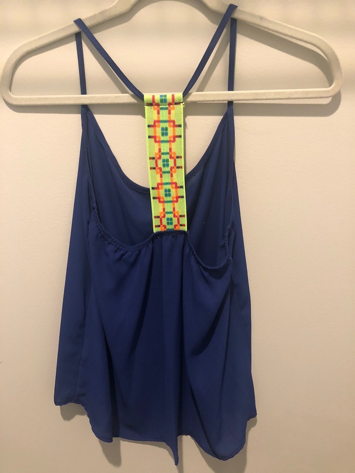 Tank Top Flowy Women’s Spaghetti Strap Blue | eBay