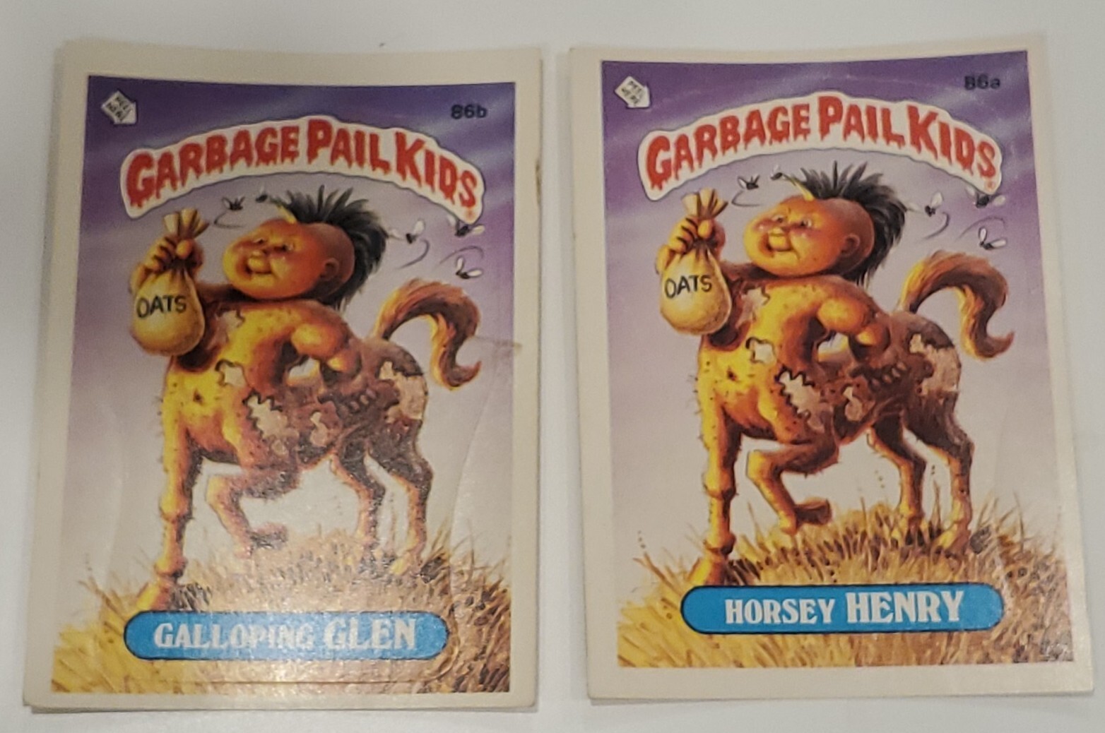 1985 Garbage Pail Kids - Horsey Henry - Series 2 Sticker Card 86a & 86b ...