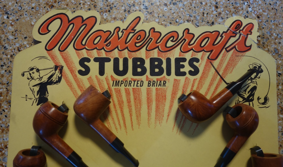VINTAGE - MASTERCRAFT STUBBIES RETAIL DISPLAY w/17 Tobacco Pipes NOS ...