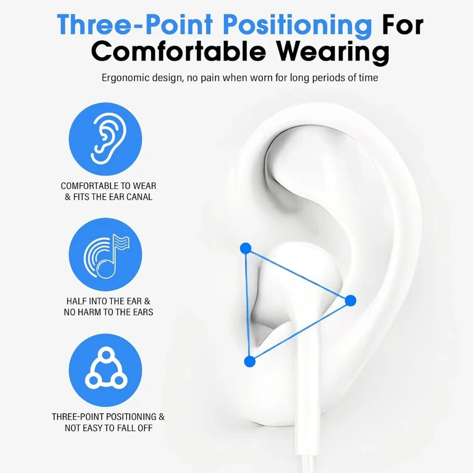 For Apple iPhone 16 15 Pro Max Plus USB C Headphones Earphones Wired ...