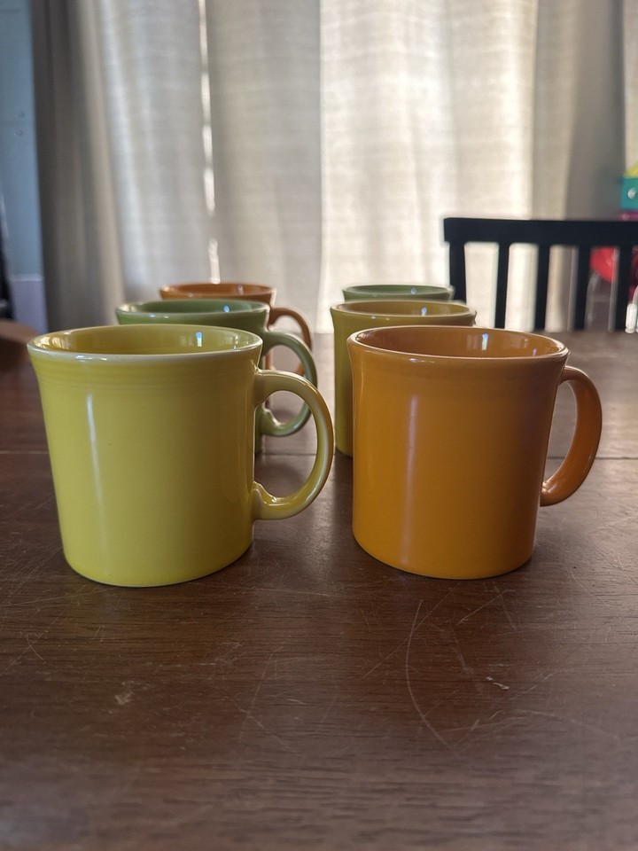 Set 6 Fiesta Coffee Mugs Homer Laughlin Fiestaware Sunflower Marigold ...