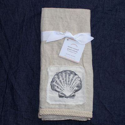 Pottery Barn Neasa Coastal Linen Guest Towels Set of 2 seashell ...