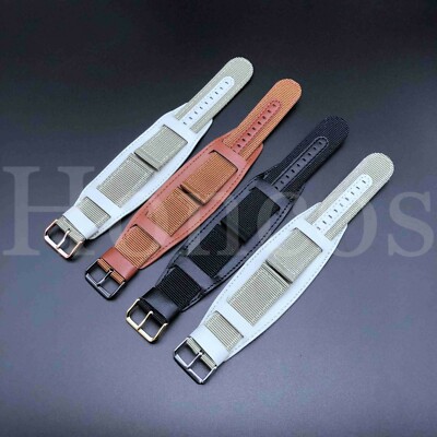 18 - 24 MM Canvas Watch Band Strap Pilot Bund Nylon Cuff Military ...