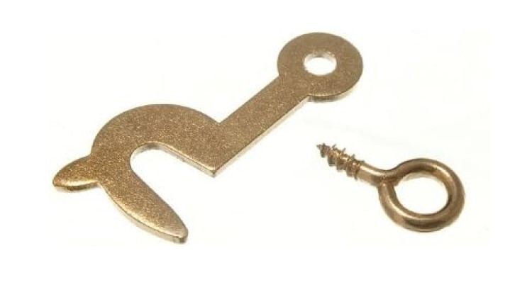 BRASS SIDE HOOK & SCREW EYE 25mm Picture Frame Small Jewelry Box Clasp ...