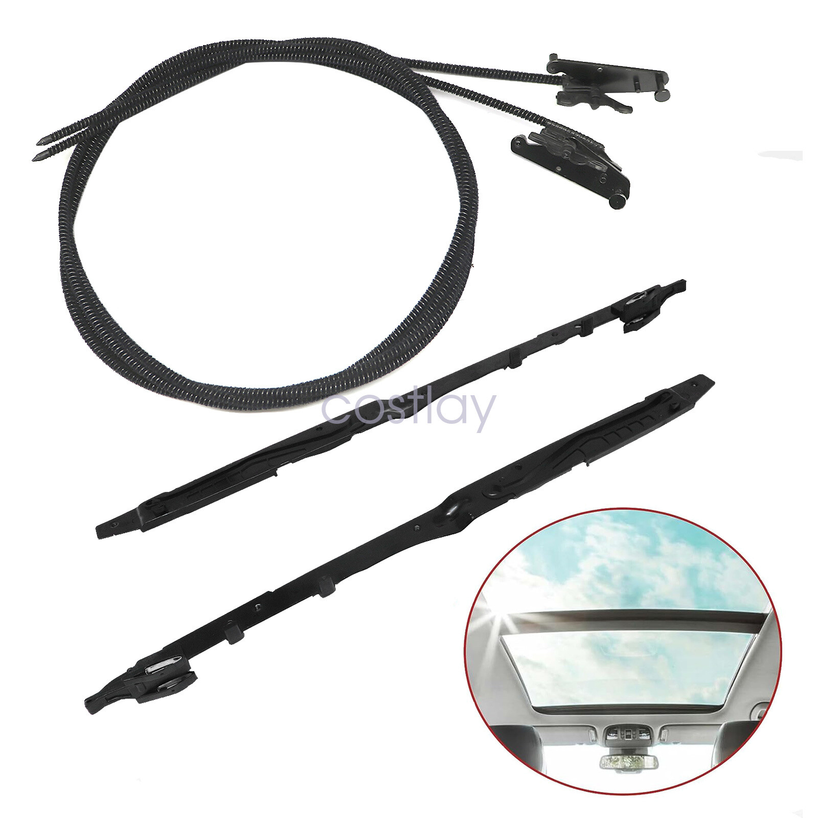 Crew Cab Sunroof Glass Cables+Track Assembly Repair Kit for Ford 2015 ...