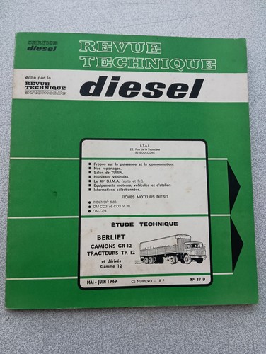 Rta Revue Technique Diesel Berliet Gr12 Tr12 Gamme 12 Camions Tracteurs ...