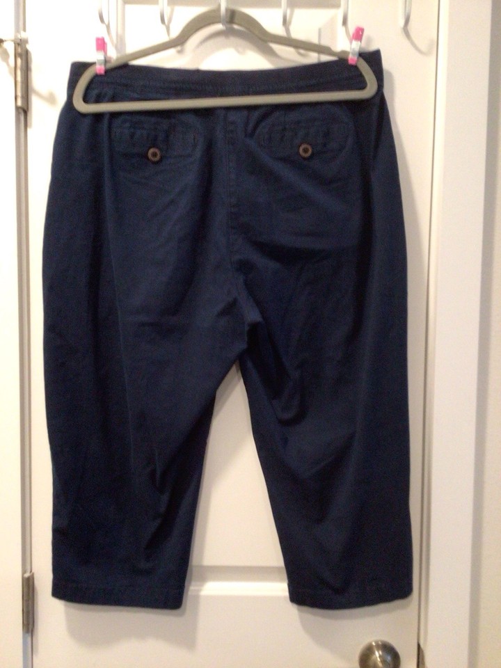 Kim Rogers Capris Size 16 Comfort Waist Navy Blue Capris Button Accents ...