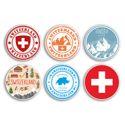 6 x 10cm Switzerland Vinyl Stickers - Flag Holiday Travel Luggage Gift ...