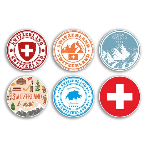 6 x 10cm Switzerland Vinyl Stickers - Flag Holiday Travel Luggage Gift ...