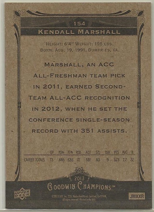 2013 Upper Deck Goodwin Champions Card, SHORT PRINT #154, Kendall ...