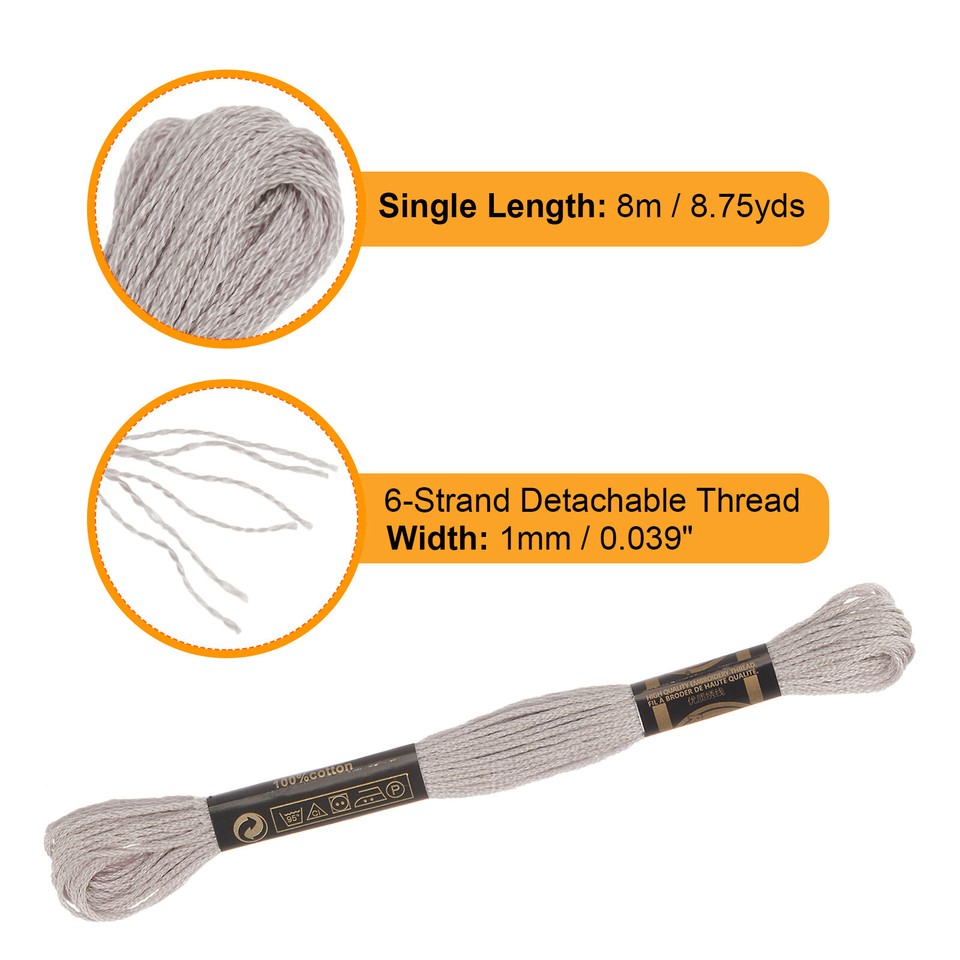 12 Skeins Embroidery Floss 8m Egyptian Cotton Cross Stitch Thread, Dark ...