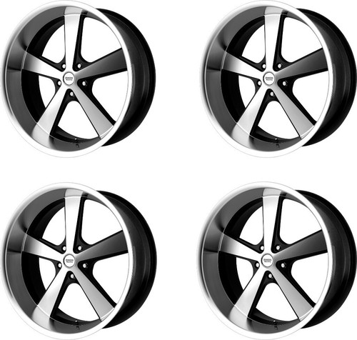 Set 4 American Racing Vintage VN701 Nova 20x10 5x5 Black Machine Wheels ...
