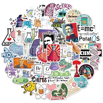 50pc Science Vinyl Stickers for Laptop Luggage Computer Phone Cup ...