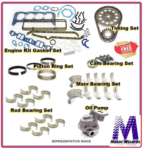 Chevy 283 Car Truck 59-63 ENGINE REBUILD KIT Rings Main+Rod Brgs Oil ...