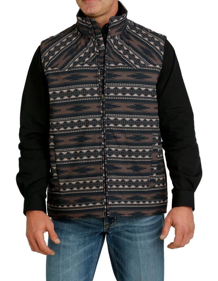 Cinch Western Vest Mens Concealed Carry Logo Aztec Brown MWV1592002 | eBay