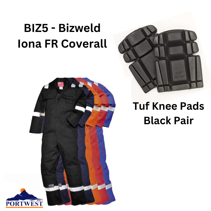 Portwest HI-VIS Overall Welding Flame Resistant Coverall Tape Knee Pad ...