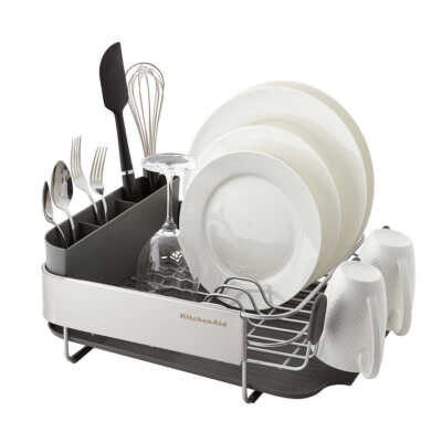 KitchenAid, Stainless Steel Compact Dish Drying Drainer Rack + Drain ...