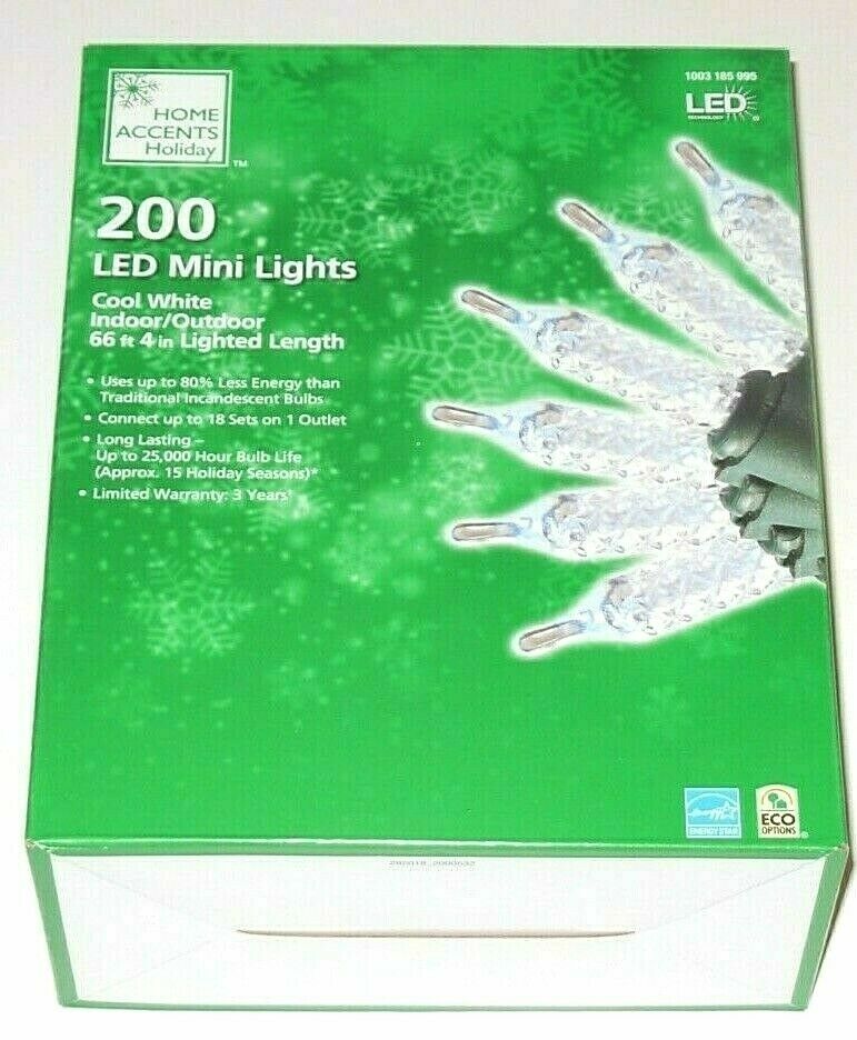 Home Accents Holiday 200 ct LED Mini Lights Cool White 66 ft 4 in ...