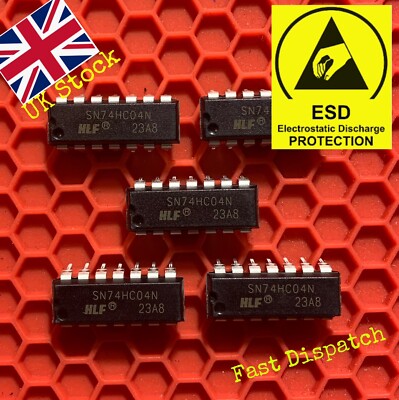 5pcs HLF Original SN74HC04 Hex Inverter IC x5 Chips Sale Dip14 Uk Stock ...