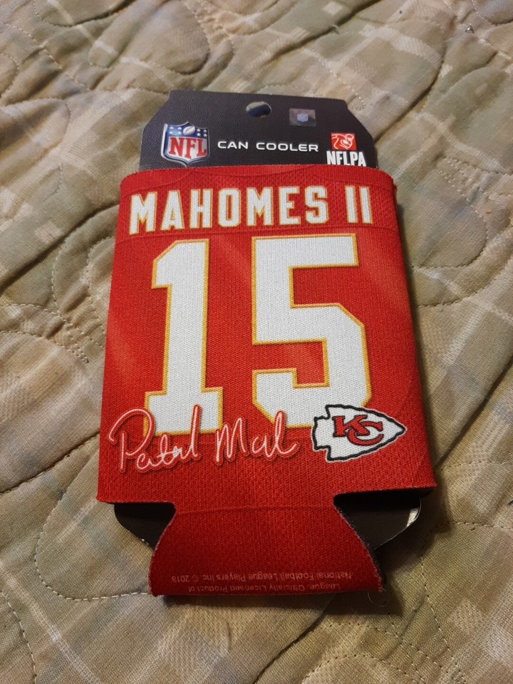 KANSAS CITY CHIEFS KOOZIE CAN COOLER NEW DOUBLE SIDED FLAT #15 PATRICK ...