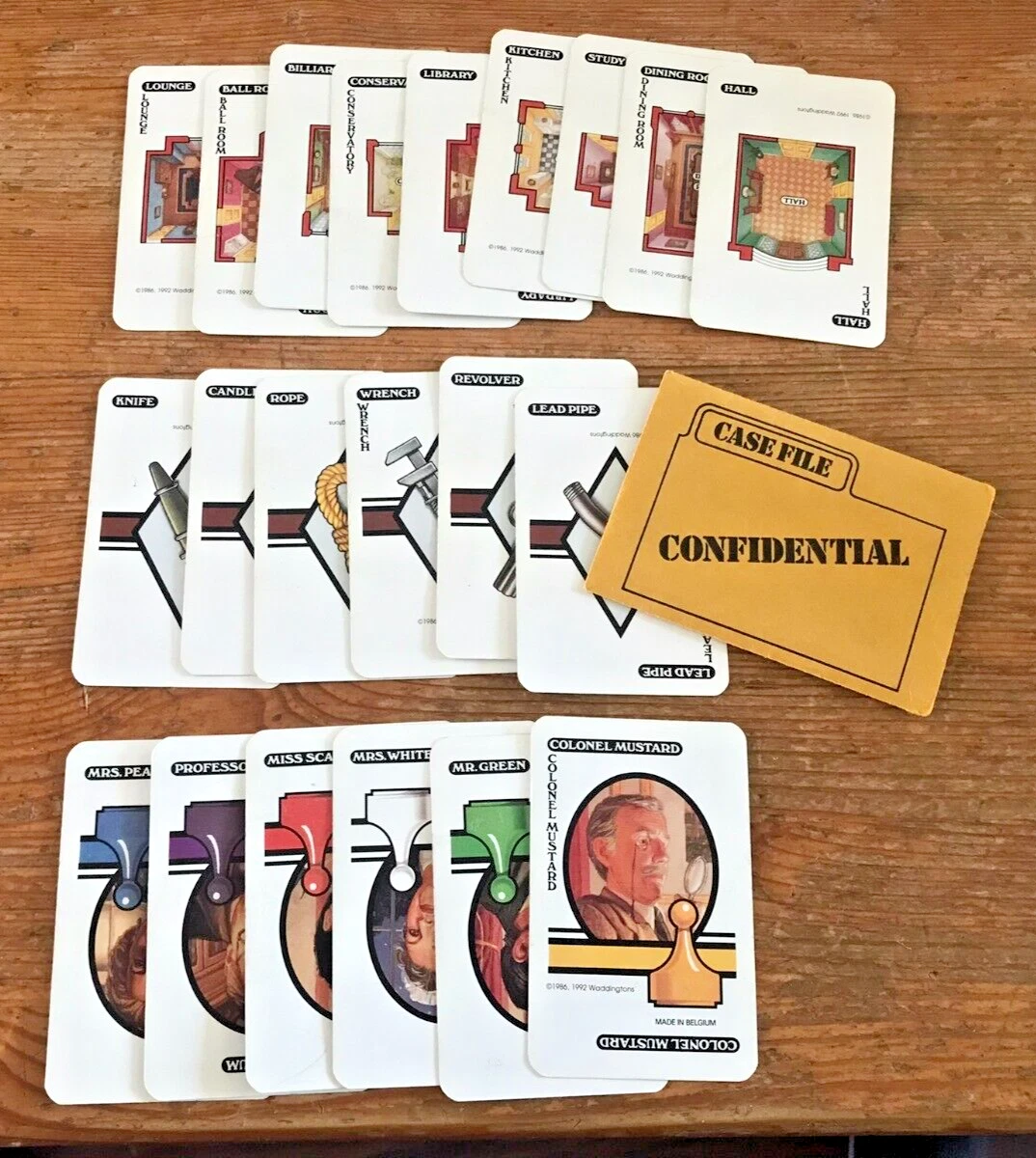 Clue Game Piece Cards