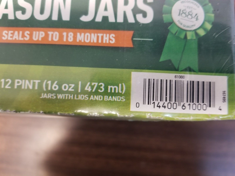 (ONE DOZEN) MASON JARS, PINT, 16 oz JARS, REGULAR MOUTH, 5 1/4" TALL ...