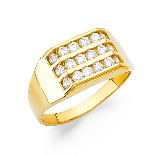 14K Yellow Gold Cubic Zirconia Men's Ring | eBay