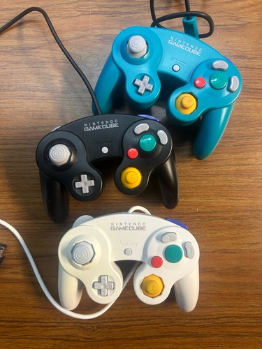 3 Nintendo GameCube OEM Controllers Parts Repair Black White Emerald ...