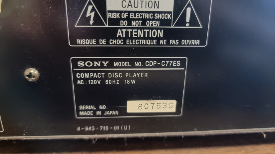Sony CDP-C77ES 5-Disc CD Changer Player | eBay